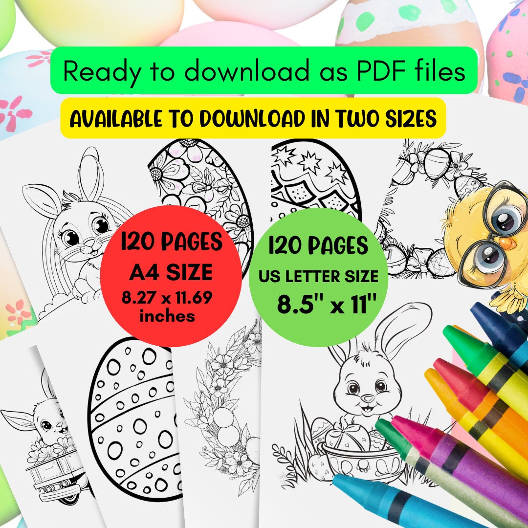 Classroom 120 Easter Coloring Page for Kids Digital Download, Bunny ...