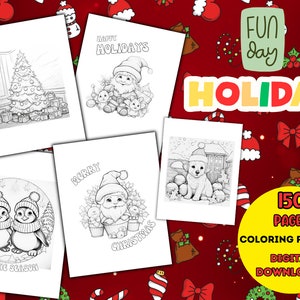 Cute Christmas Coloring Bundle 150 Pages Digital Printable Classroom ...