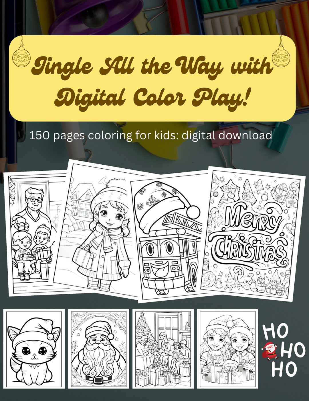 Festive Coloring Page Digital Download Fun Printable Holiday Activities ...