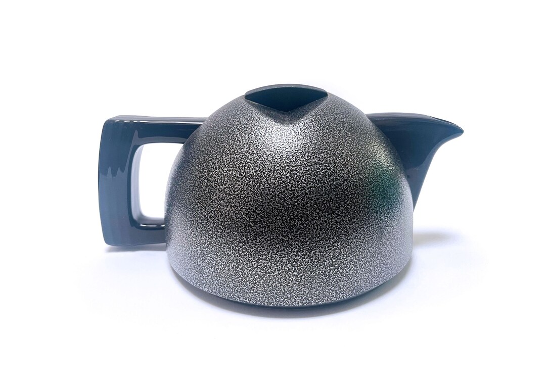 Vintage Post Modern Teapot With Metal Cozy Black Ceramic Teapot 1980 - Etsy