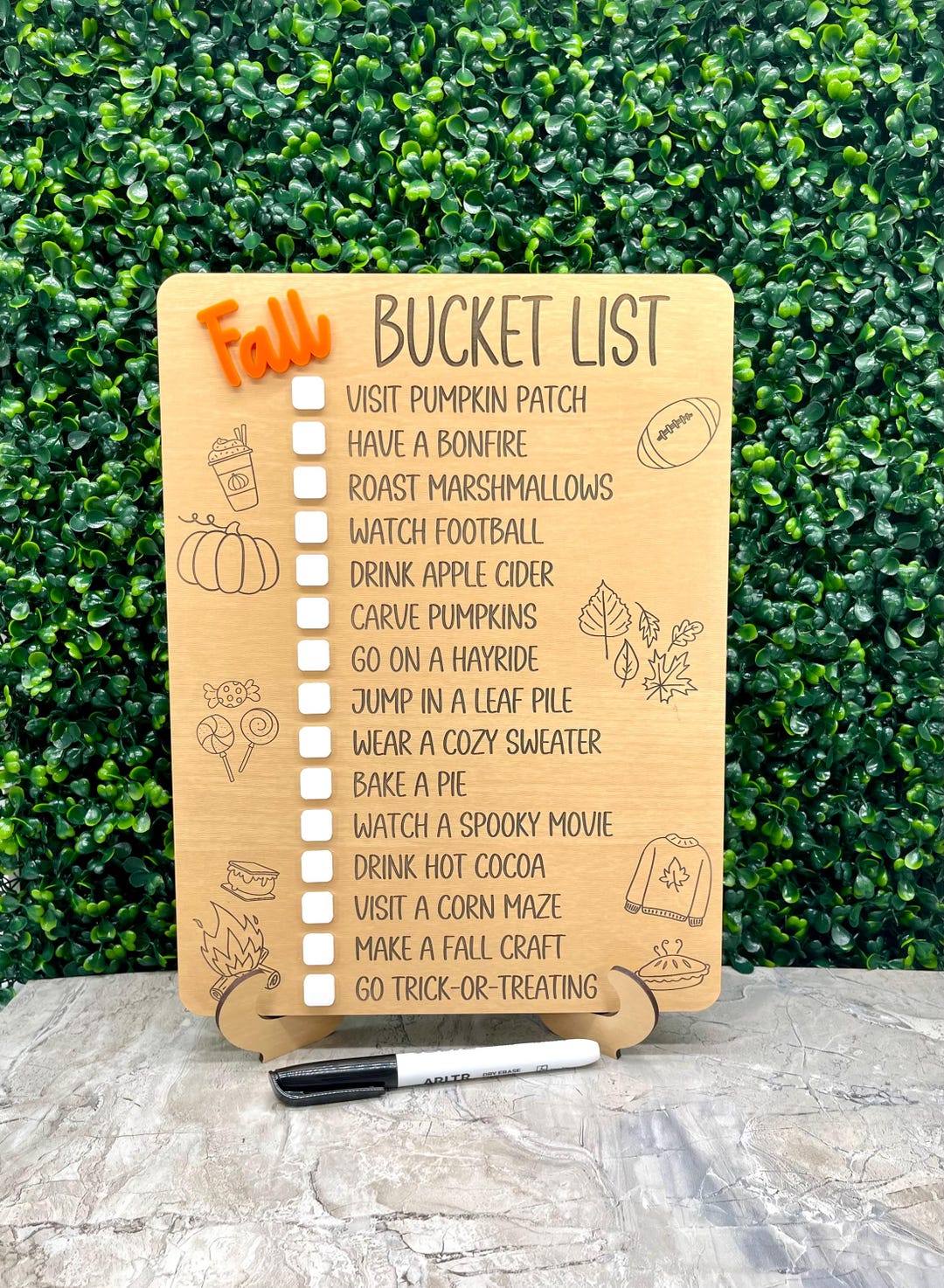 Fall Bucket List Dry Erase Checklist: Family Autumn Activities - Etsy