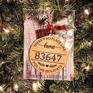 Custom Zip Code Ornament: Laser Cut Wood, Plaid Bow - Etsy