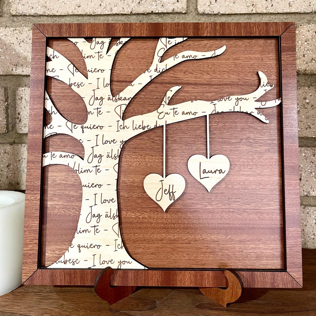 I Love You Wood Tree Sign, Personalized Wood Sign, Romantic Home Decor ...