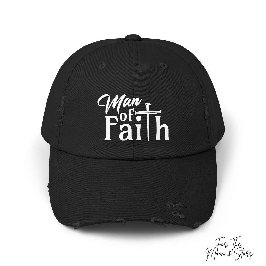 Christian Men Hat Man of Faith Distressed Cap Jesus Christ Church Cap ...
