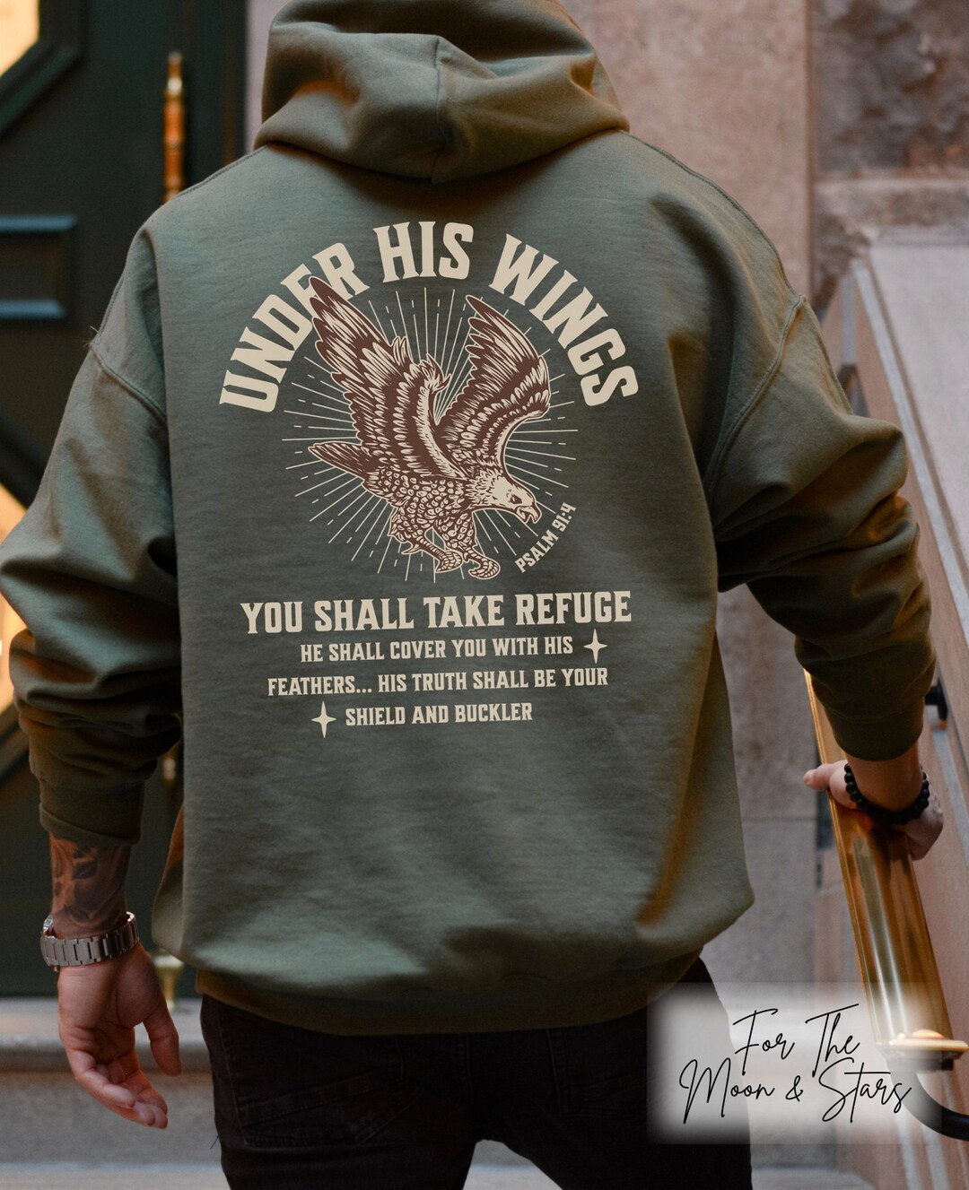Men's Christian Hoodie Under His Wings You Will Find Refuge Mens ...