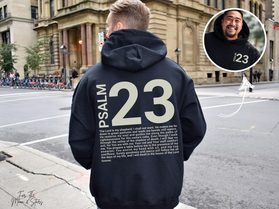 Mens Christian Hoodie Christian Psalm 23 Christian Merch Mens Christian ...