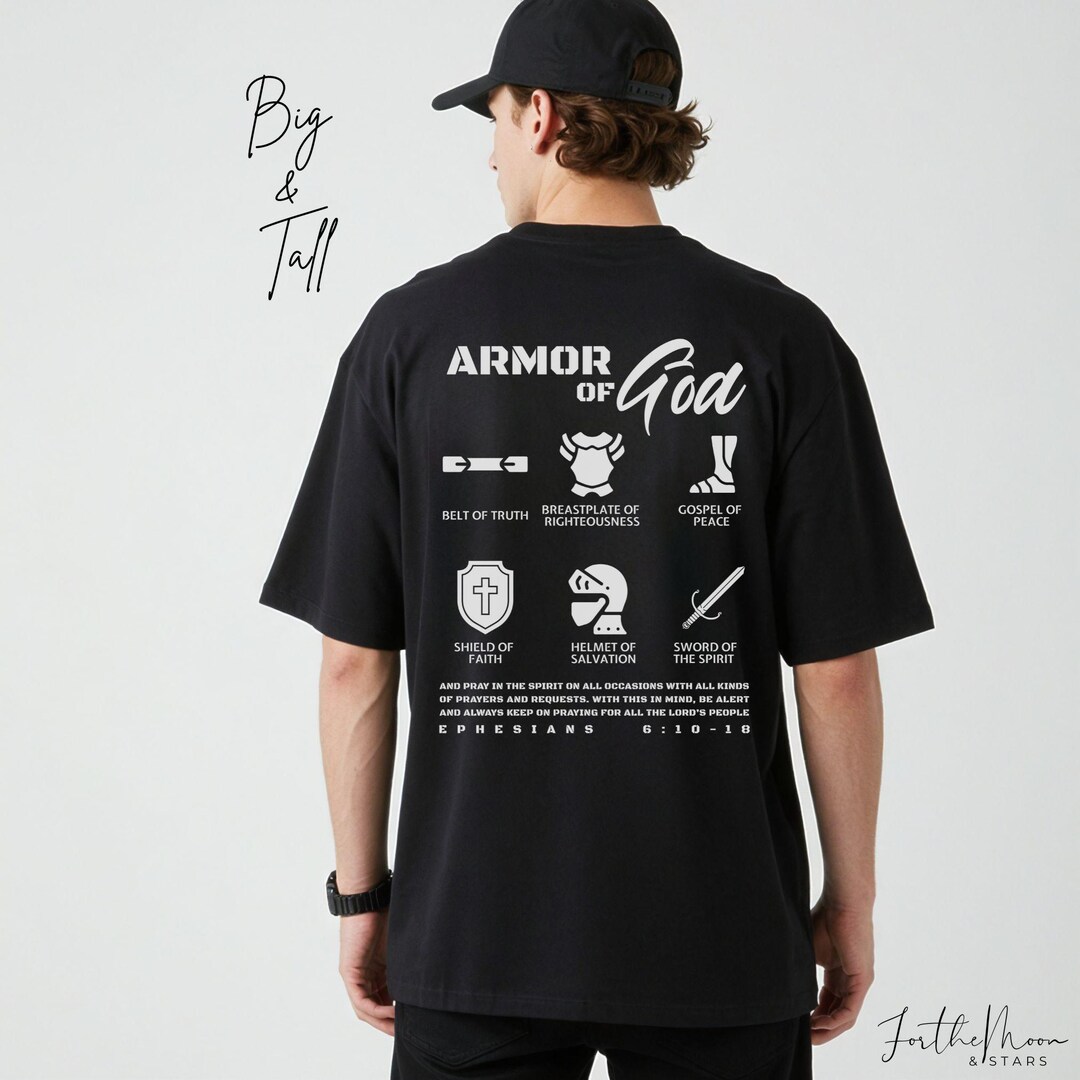 2 Christian Armor of God Tall Men T-shirt Ephesian Christian Big and ...