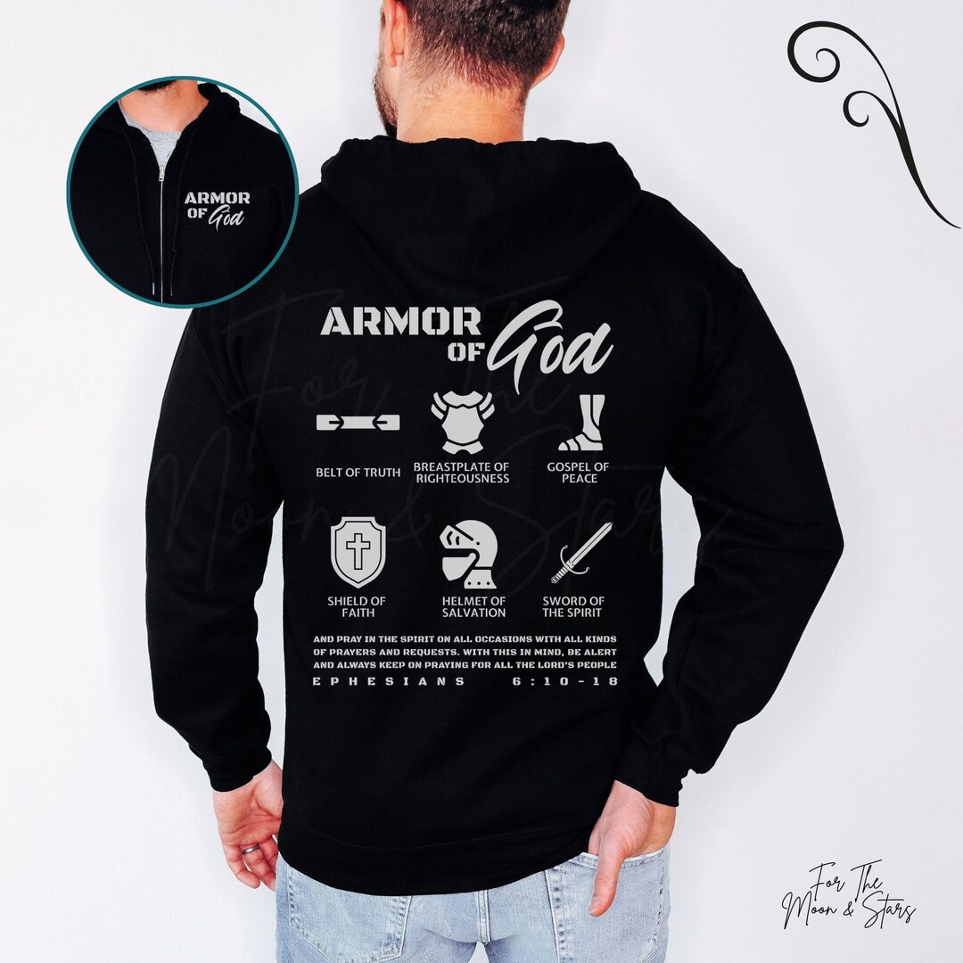 Faith Zip up Christian Zipper Hoodie Men Armor of God Zip up Hoodie ...