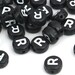 R Letter Beads in Black With White Lettering, Set of 25, 7mm, Letter ...