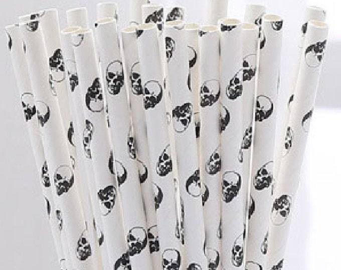 Black and White Skull Paper Straws Set of 25 Party Straws - Etsy