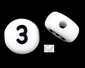 Number Bead: 2 Beads Set of 25 7mm Acrylic Number Bead Dos - Etsy