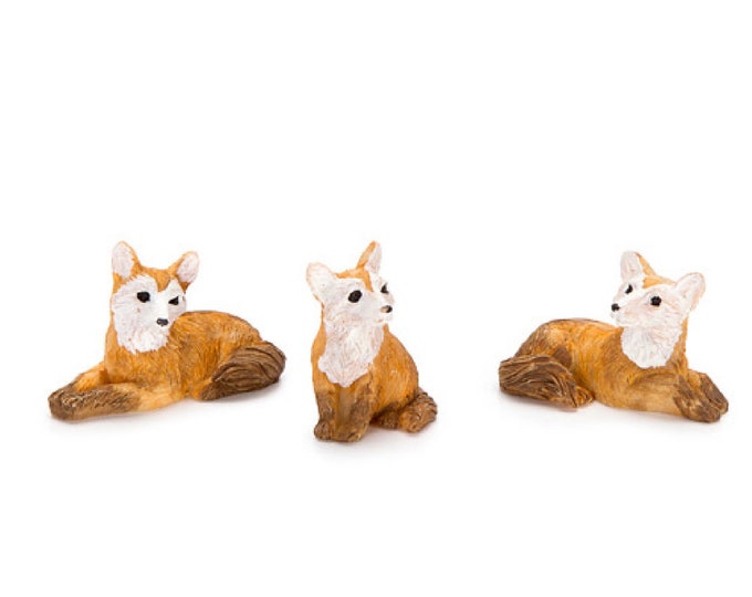 Fox Figurines Set of 3 Use in Miniature Gardens Farms and - Etsy