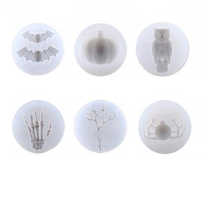 Halloween Mold Set With Bat, Pumpkin, Owl, Skeleton Hand, Branch, and ...