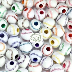 Baseball Acrylic Beads: Softball Bead, Multiple Colors, Set of 50, 12 ...