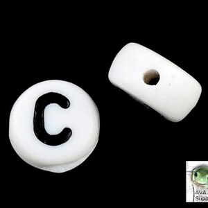 Letter Bead: C Beads, Set of 25, 7mm, Coin Letter Bead, Alphabet Bead ...