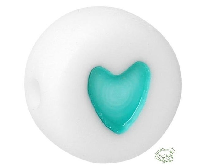 Heart Bead: Small Teal Heart Set of 20 7mm Alphabet Beads - Etsy