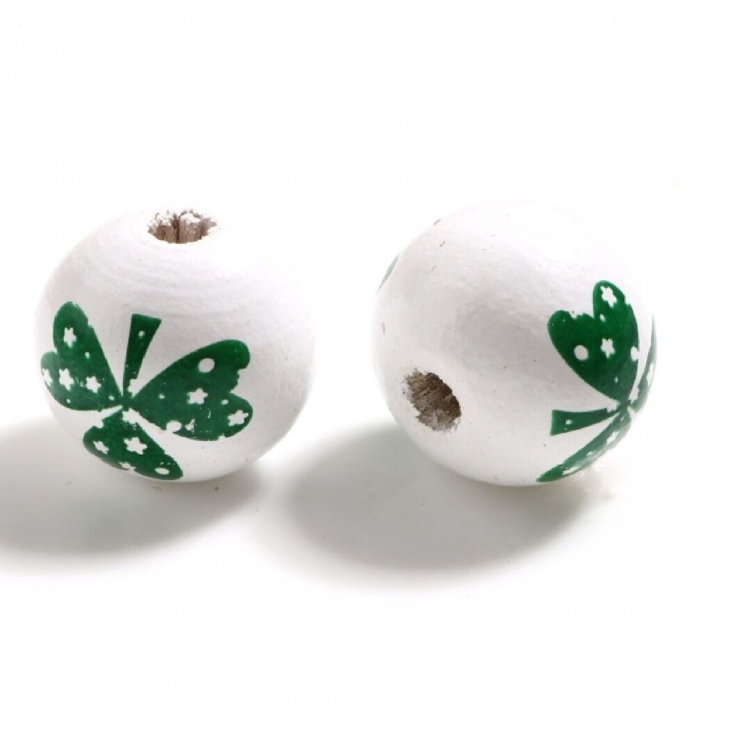 Shamrock Wooden Beads With Polka Dot Shamrocks, 16mm, Set of 20 - Etsy