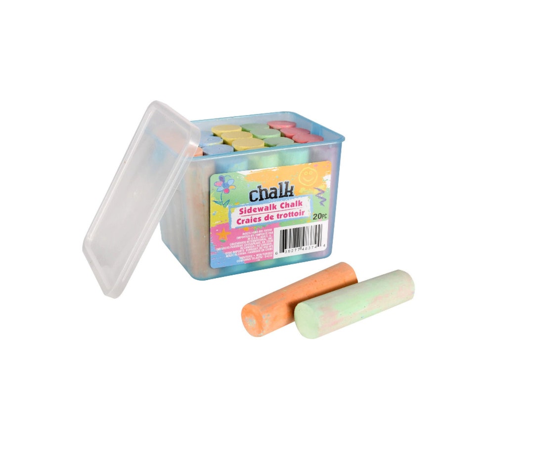 Colorful Sidewalk Chalk, 20 Pieces in a Plastic Carrying Case for Easy ...