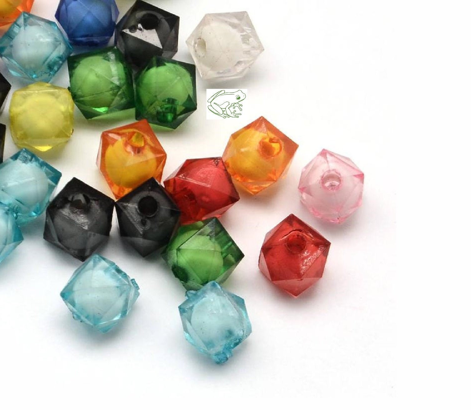 Geometric Acrylic Bead 11mm Set of 20 Faceted Bead in Bead | Etsy