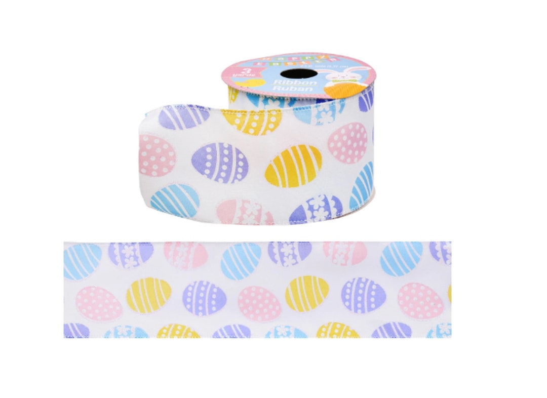 Easter Egg Wire-edged Ribbon With Glittered Accents, 2.5 in X 3 Yards ...