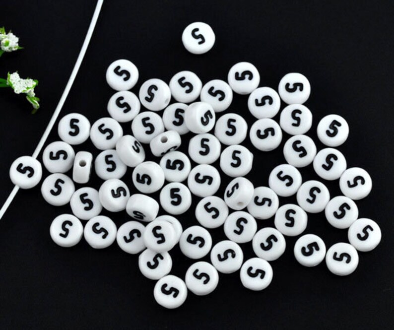 Number Bead: 5 Beads Set of 25 7mm Five Cinco Numerical - Etsy