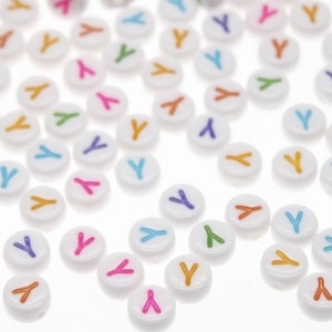 Y Letter Beads, Set of 25, 7mm, Alphabet Beads, Colorful Letter Beads ...