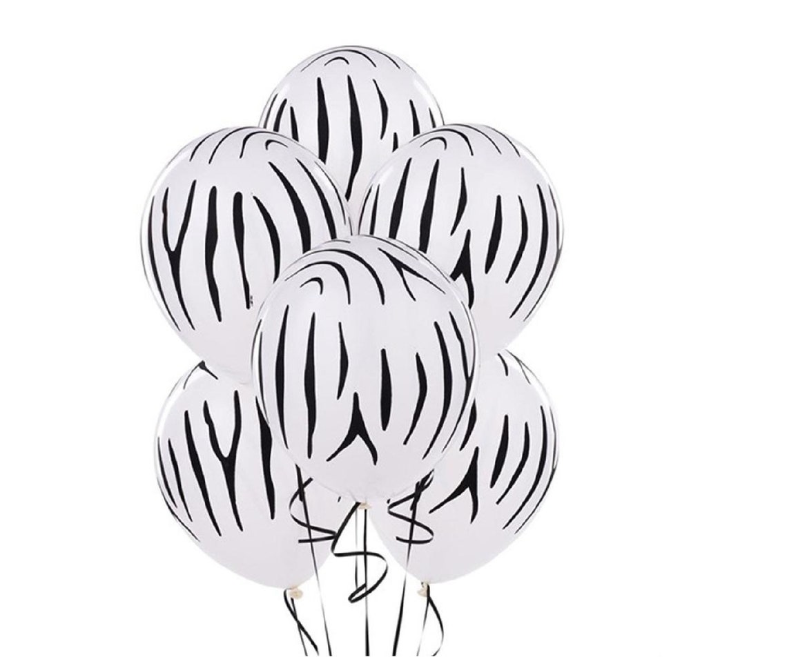 Zebra Print Safari Balloons Set of 6 Latex Balloons With or - Etsy