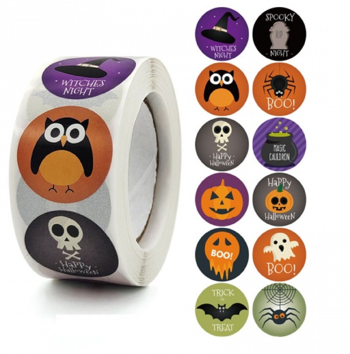 Halloween Character Sticker Roll 500 Stickers per Roll - Etsy