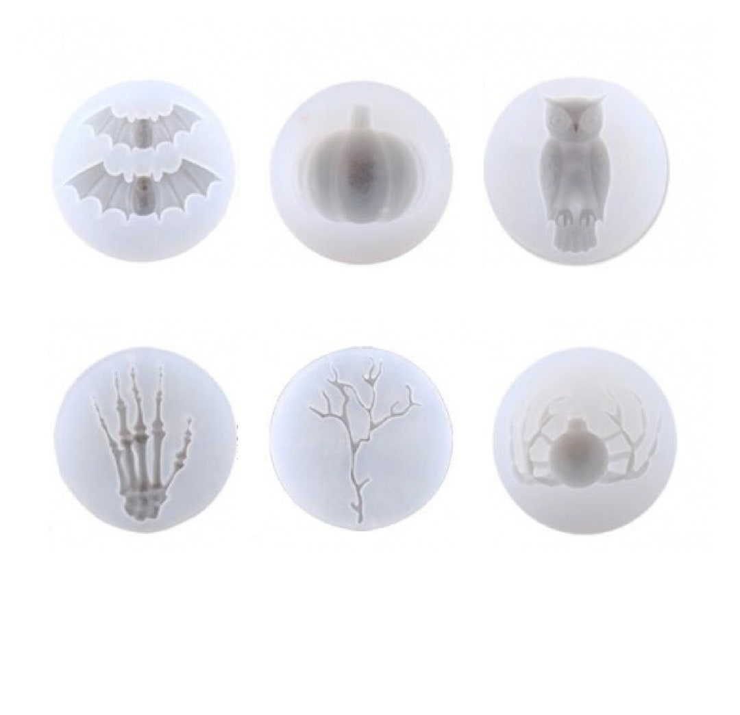 Halloween Mold Set With Bat, Pumpkin, Owl, Skeleton Hand, Branch, and ...