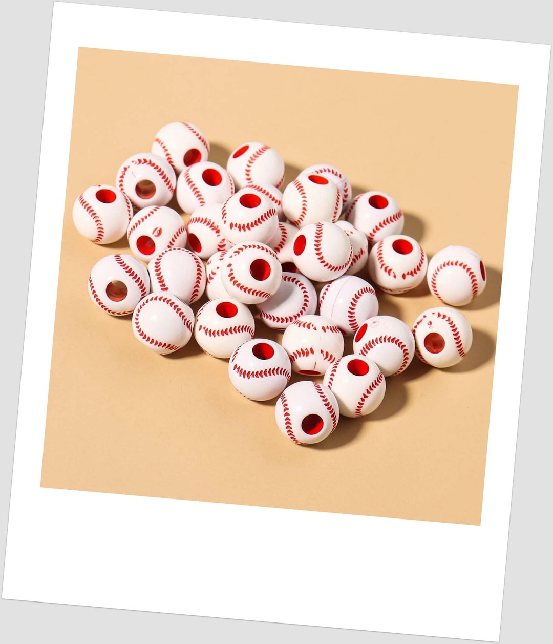 Baseball Beads With Red Laces Acrylic Set of 50 12 Mm - Etsy