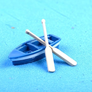 Mini Resin Blue Resin Row Boat With Miniature Oars, Great for ...