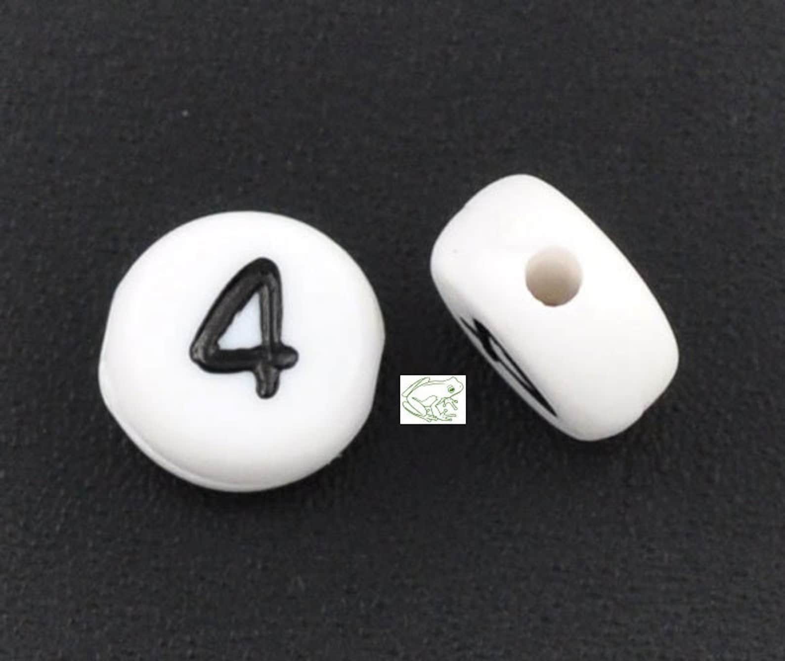 Number bead: 4 beads Set of 25 7mm Acrylic Number Bead | Etsy