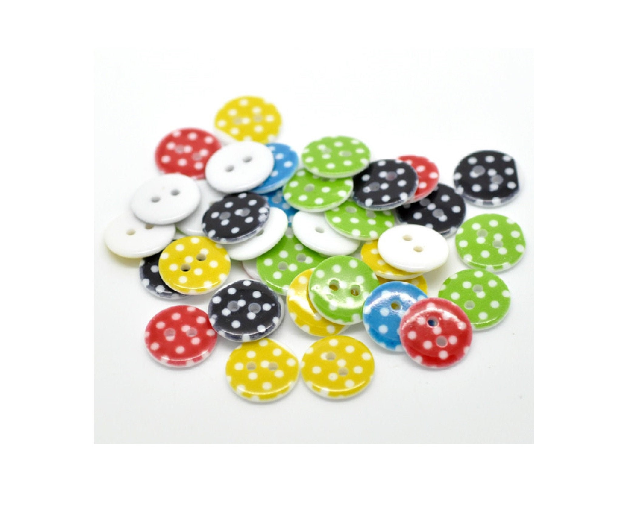 Polka Dot Resin Sewing Buttons in a Random Mix of Blue - Etsy
