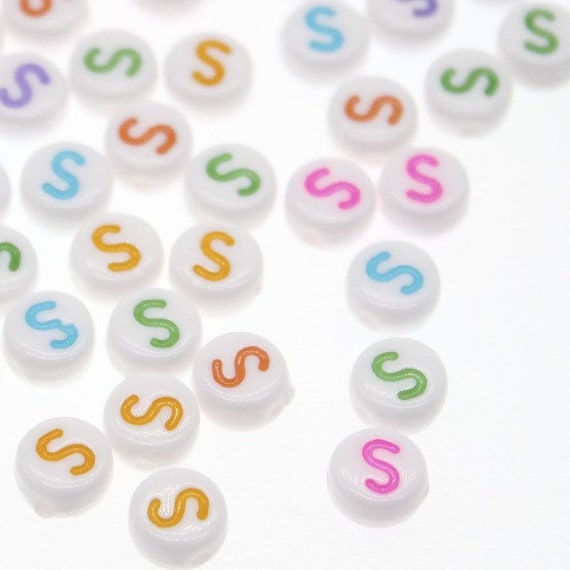 Letter Bead: S Beads Set of 25 7mm Alphabet Beads Colorful | Etsy