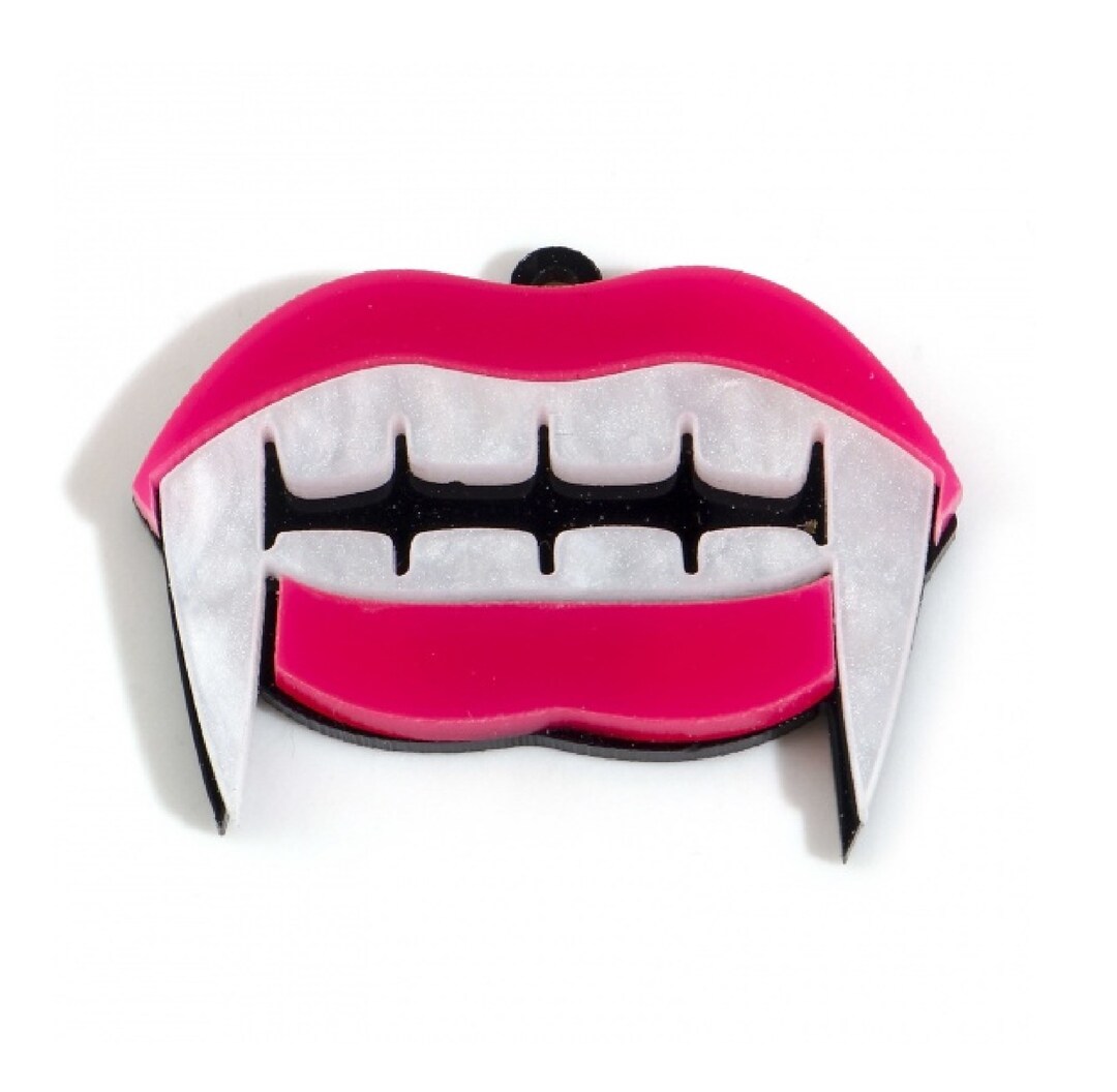 Vampire Fang Acrylic Pendants, Set of 5, Fuchsia Color Lips - Etsy