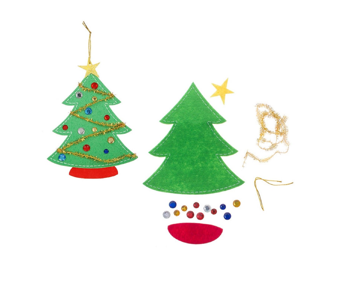 Christmas Tree Felt Ornament Kit, Set of 2, Comes With Everything ...