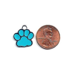 Black, Blue, or Pink Paw Print Charm, Set of 2, 18mm X 17mm - Etsy