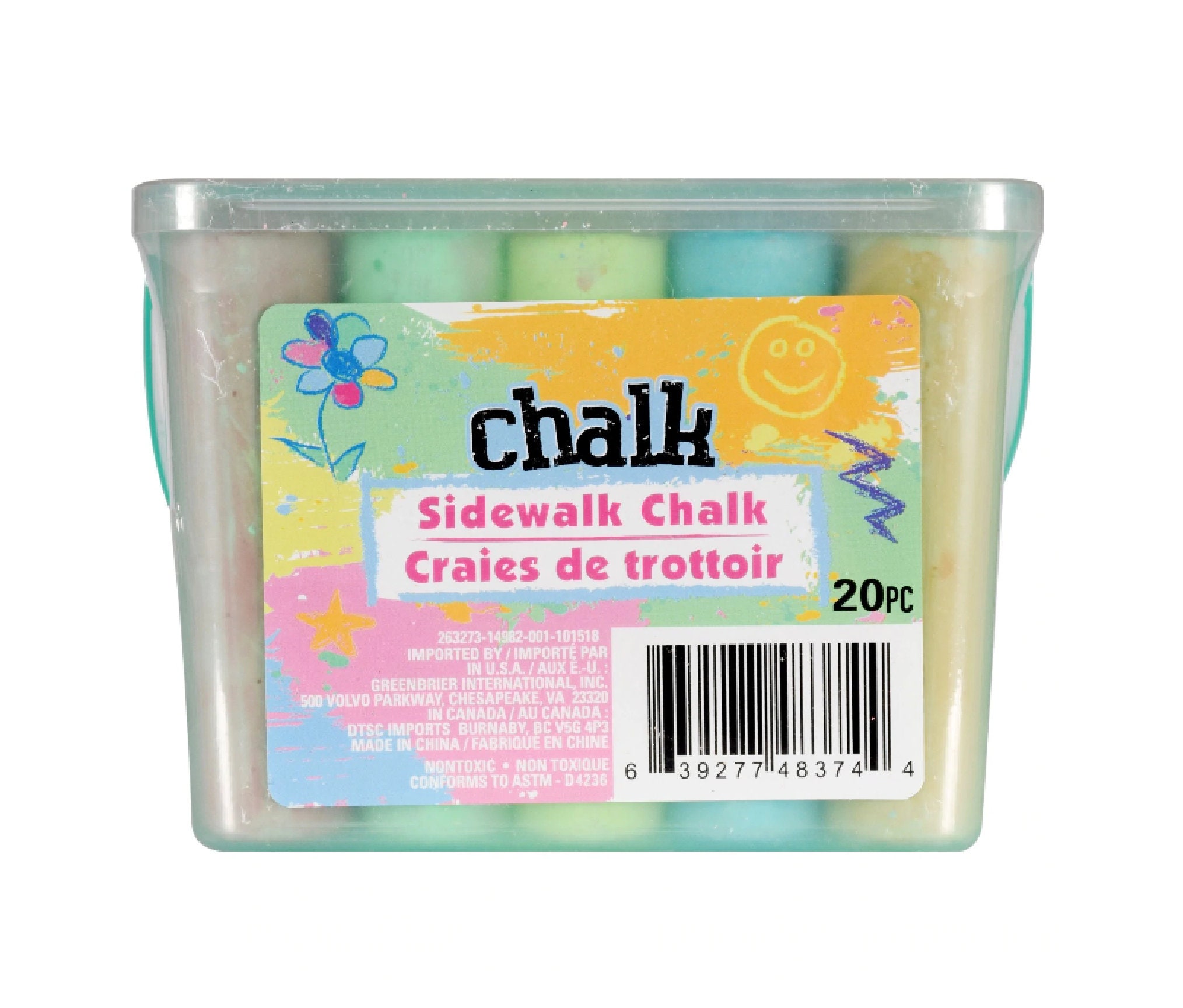 Colorful Sidewalk Chalk 20 Pieces in a Plastic Carrying Case - Etsy UK