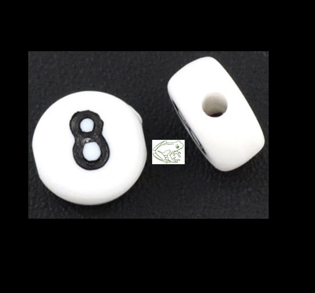 Number Bead: 8 Beads, Set of 50, 7mm, Eight Beads, Number 8, Numeral ...