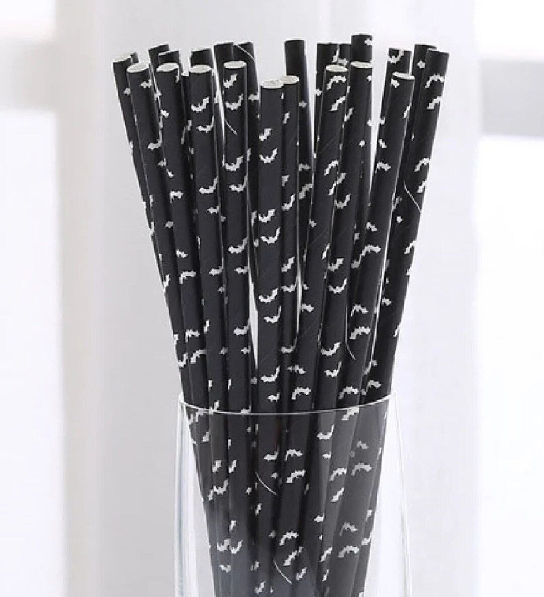 Bats on Black Paper Straws, Set of 25 - Etsy