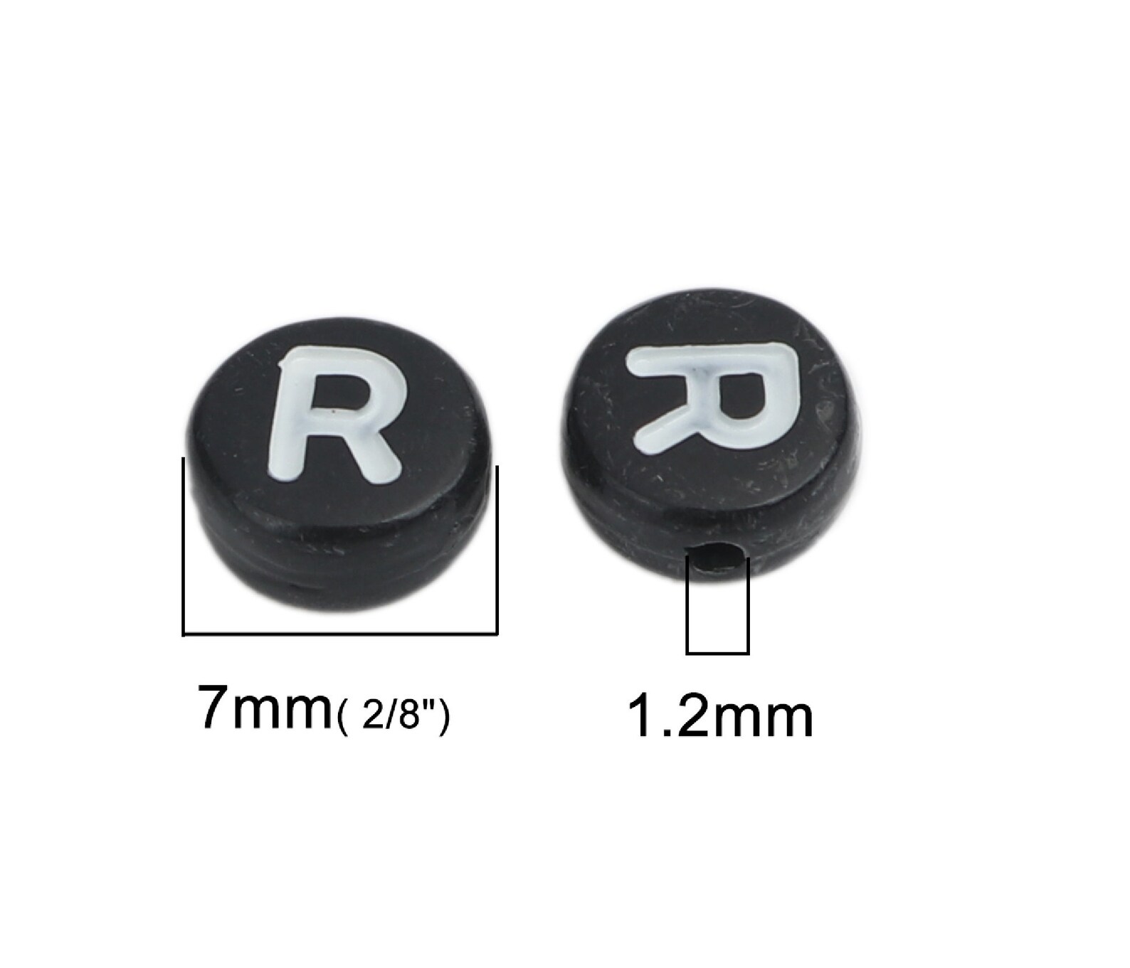 R Letter Beads in Black With White Lettering Set of 25 7mm - Etsy