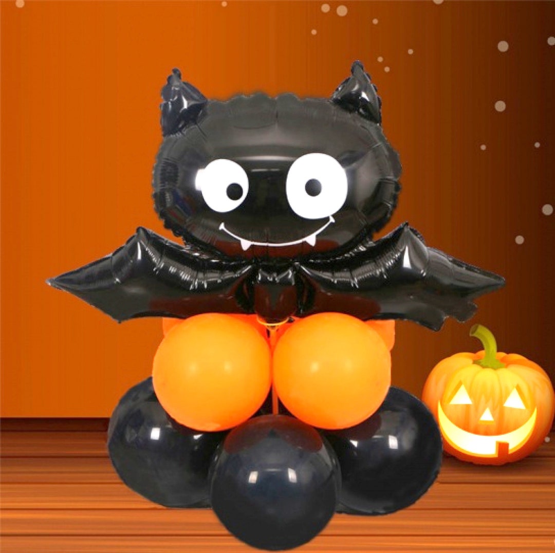 Bat Balloon Column With Mylar Bat Head and Wings and Latex Balloons ...