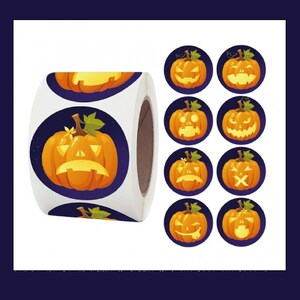 Jack 'O Lantern Halloween Sticker Roll, 500 Stickers per Roll - Etsy
