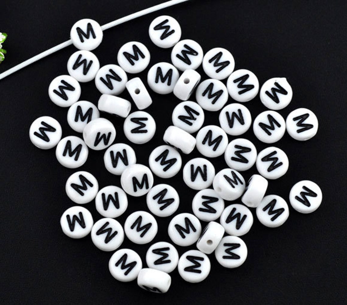 Letter Bead: M Beads Set of 25 7mm Alphabet Bead ABC | Etsy