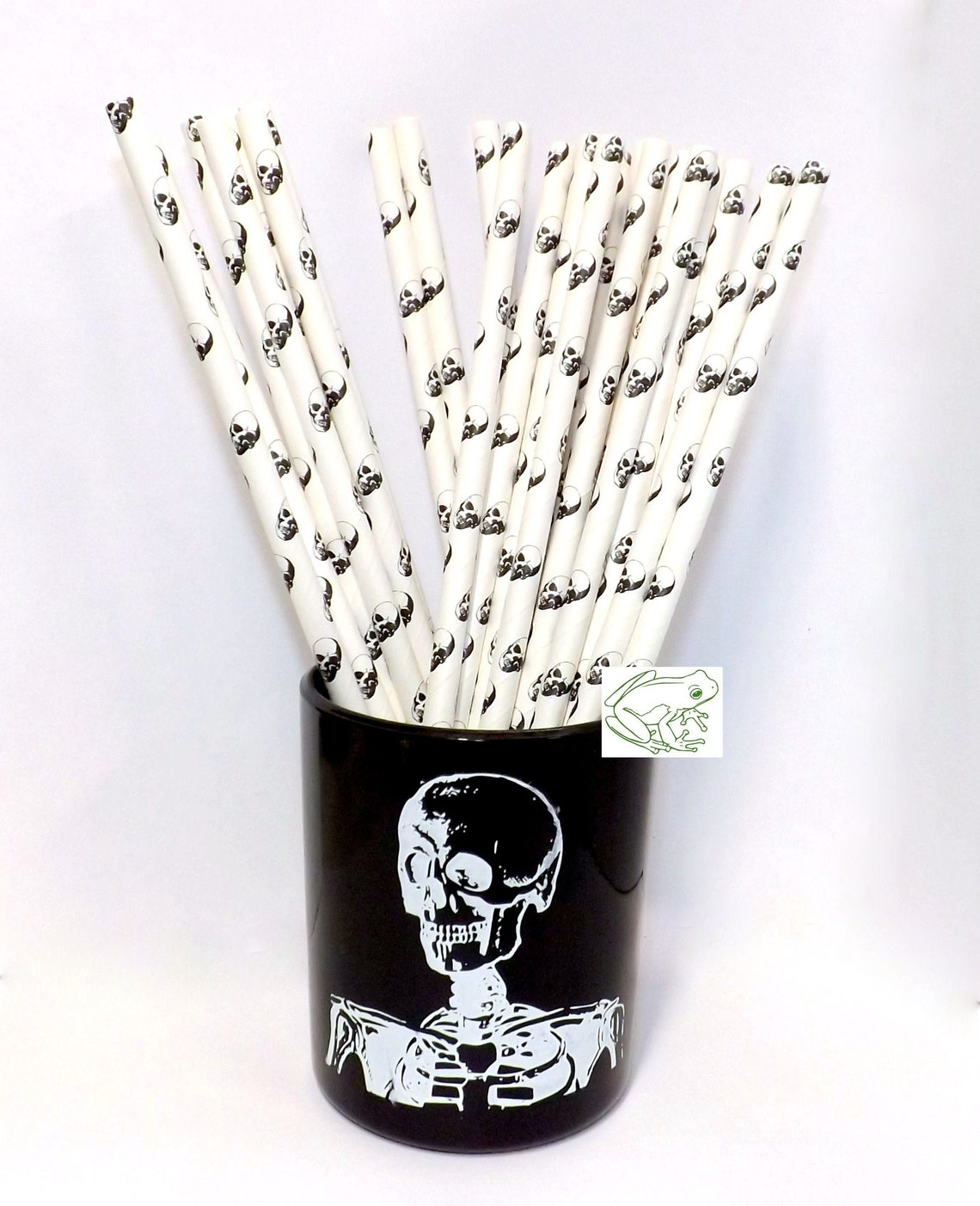 Black and White Skull Paper Straws Set of 25 Party Straws | Etsy