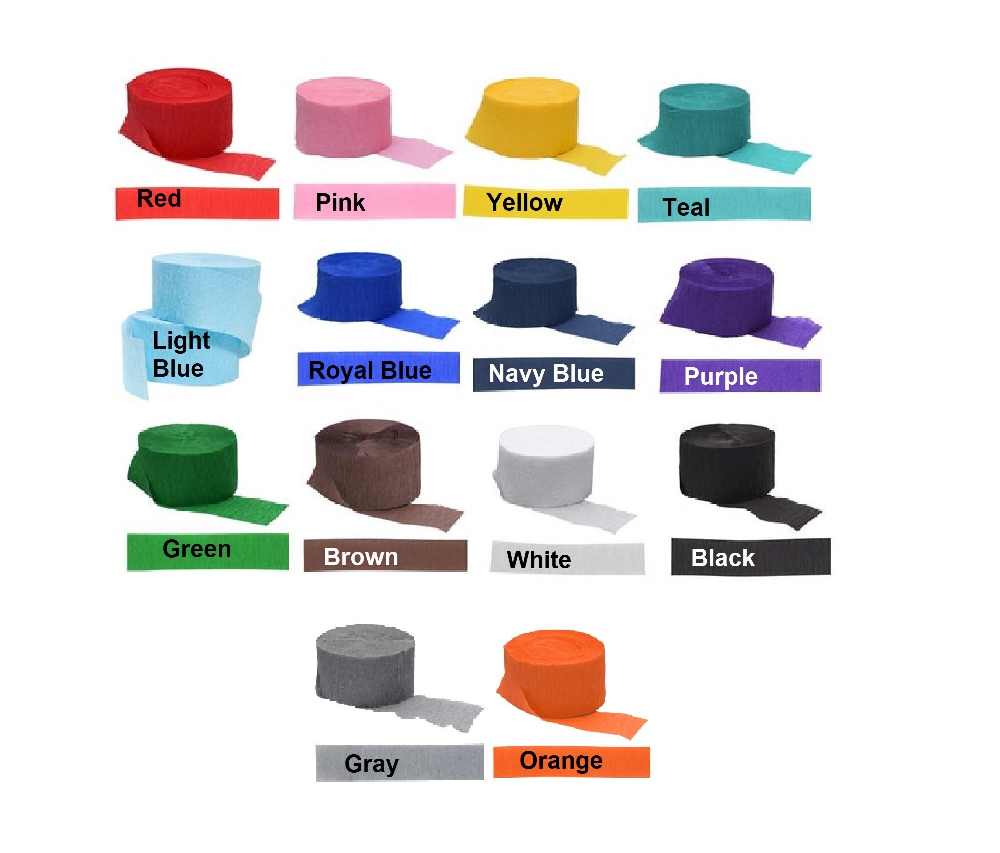 Crepe Paper Streamers in Solid Colors, 140 Ft, You Choose the Color ...