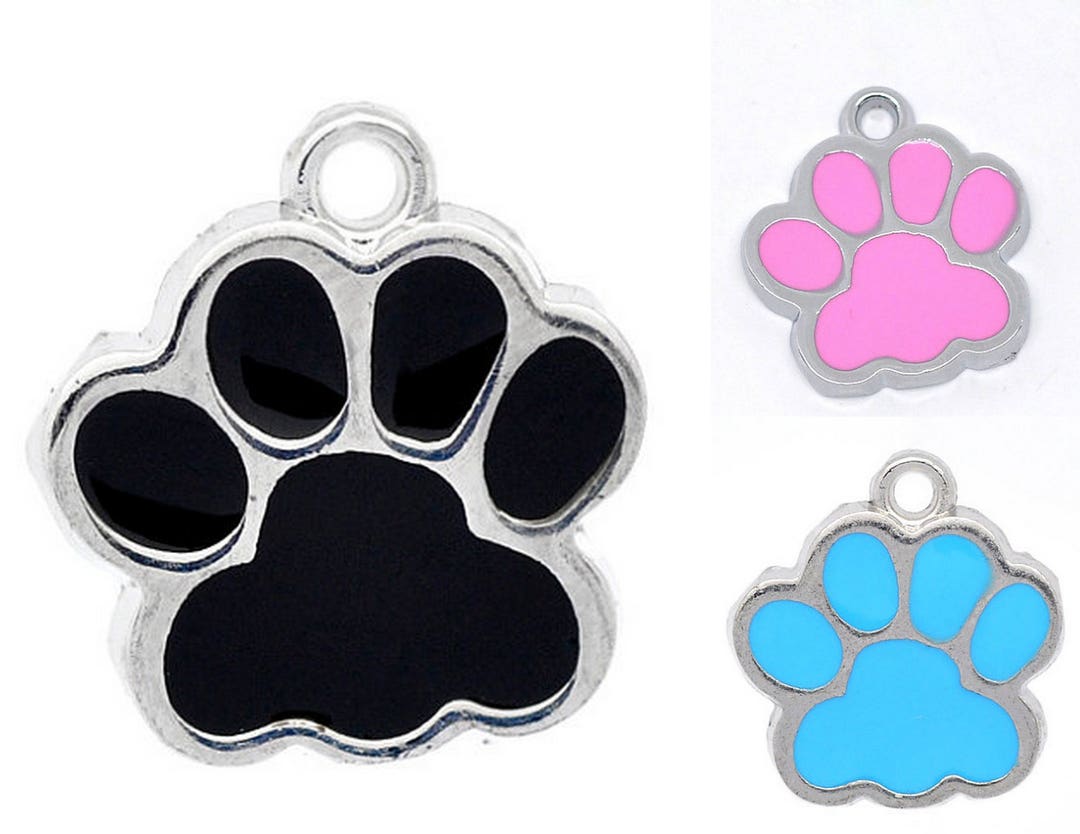 Black, Blue, or Pink Paw Print Charm, Set of 2, 18mm X 17mm - Etsy