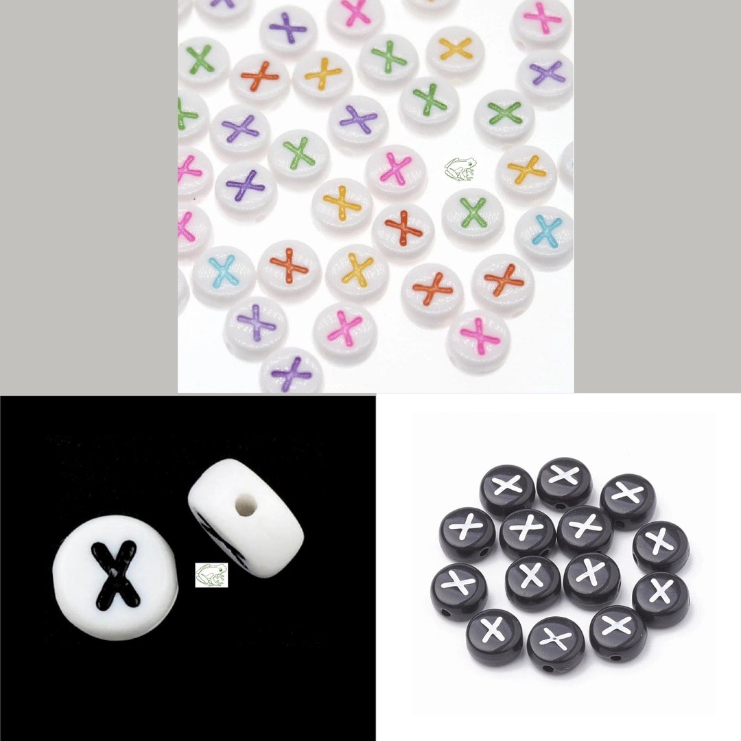 X Letter Bead: Set of 25, 7mm, Alphabet Letter Beads Available in White ...