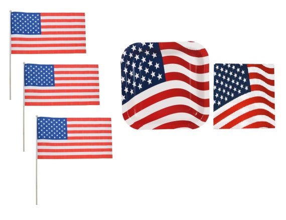American Flag Party Set 12 9in Plates 18 Luncheon Napkins - Etsy