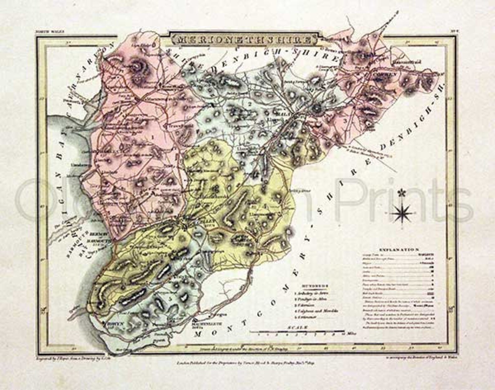 Merionethshire 1809 Antique Welsh Map of Merioneth A3 Size - Etsy